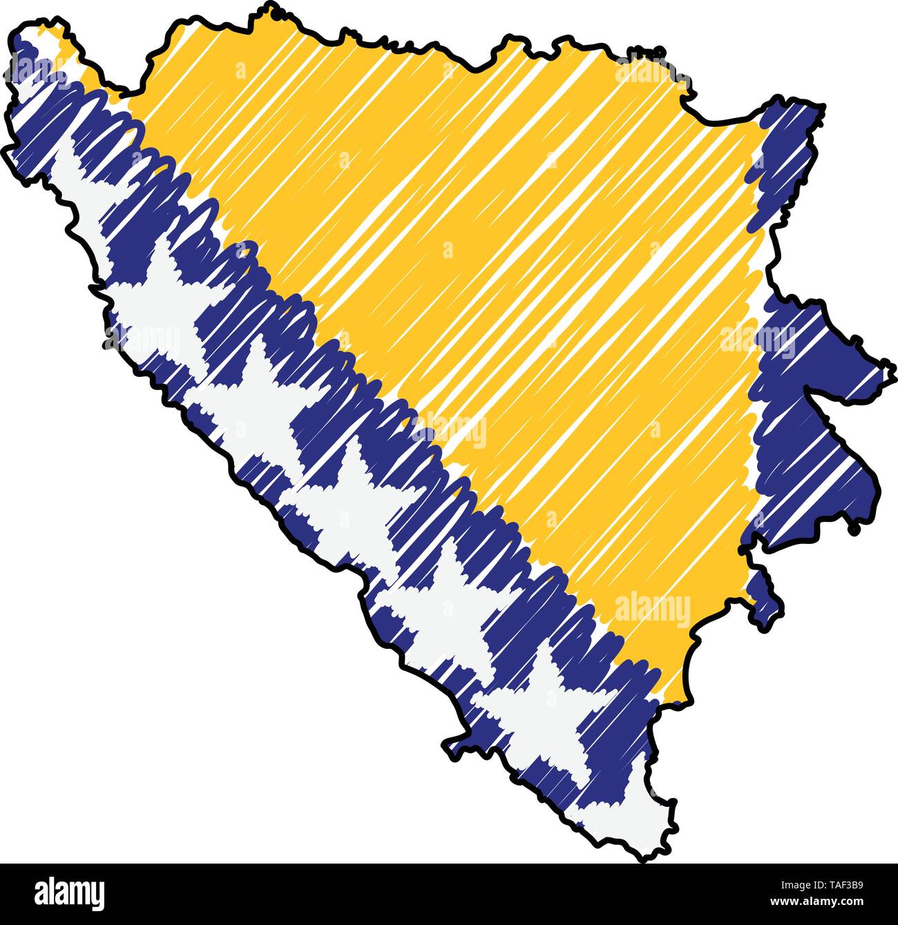 Bosnia And Herzegovina map hand drawn sketch. Vector concept ...