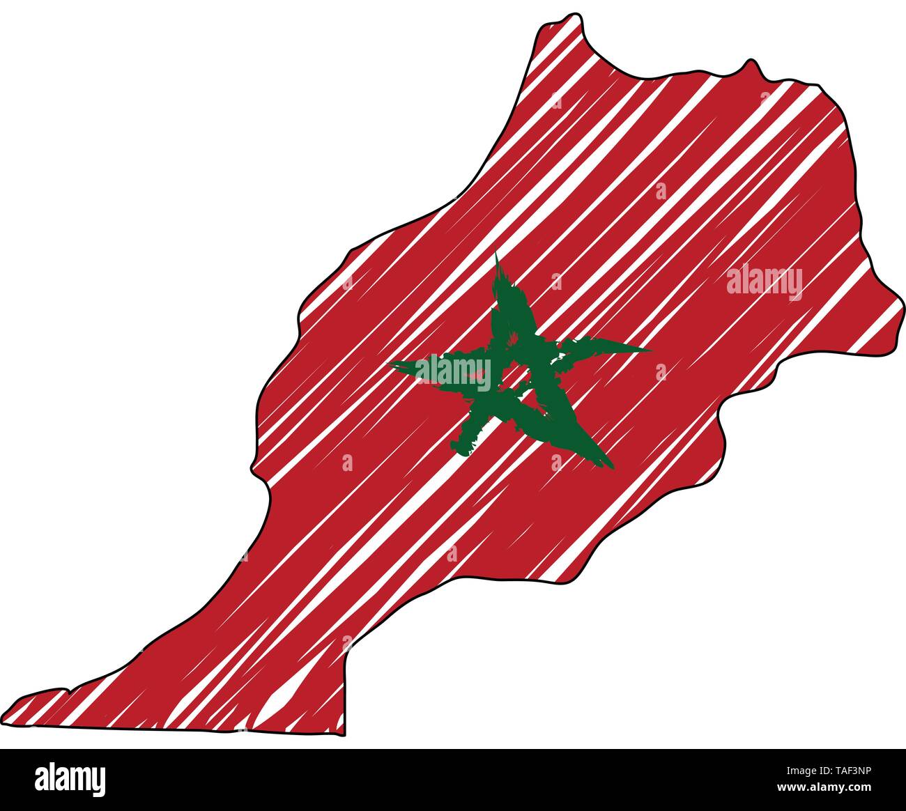 Morocco map hand drawn sketch. Vector concept illustration flag ...