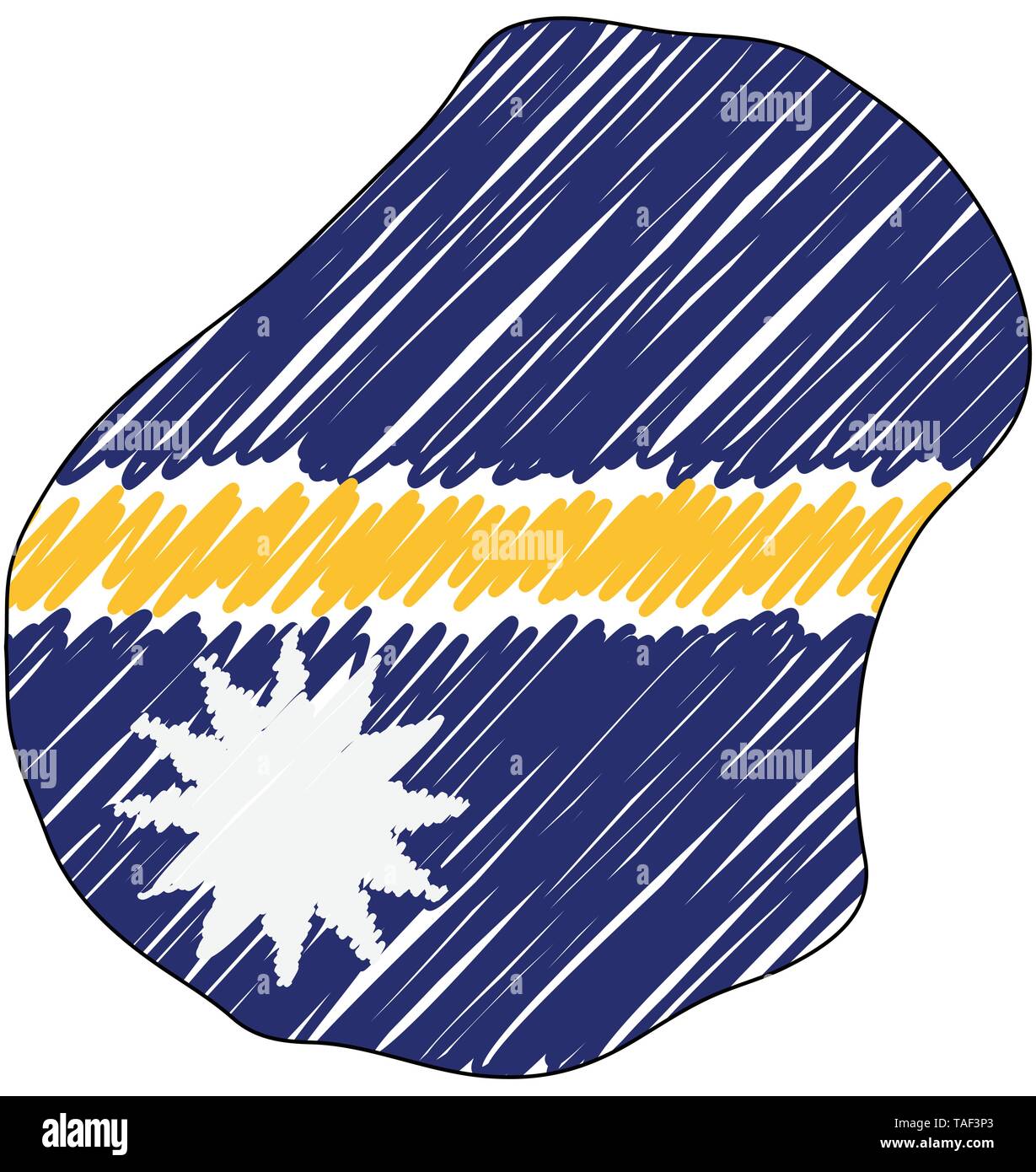 Nauru map hand drawn sketch. Vector concept illustration flag ...