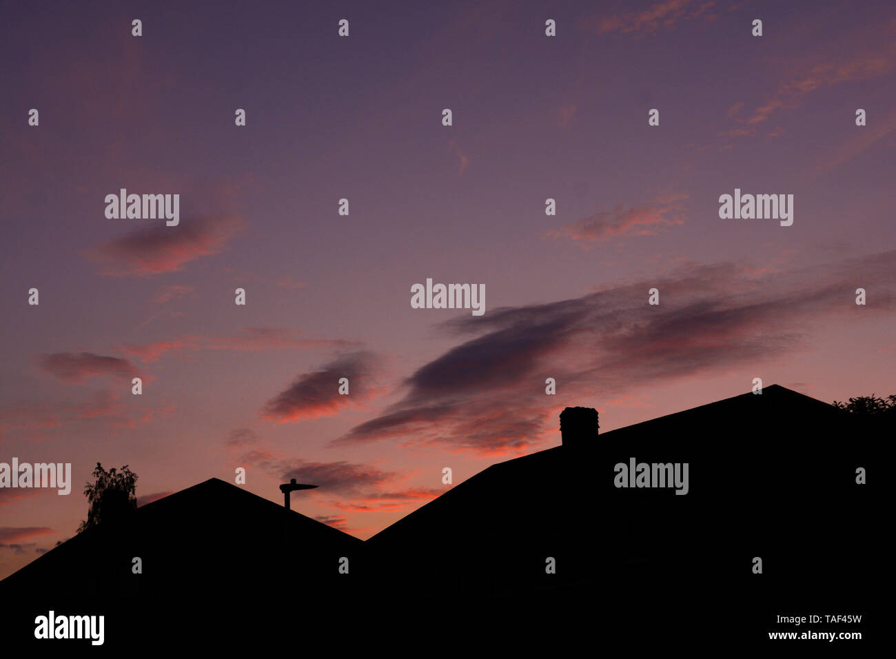 Row of houses in sunset on suburban street Stock Photo - Alamy