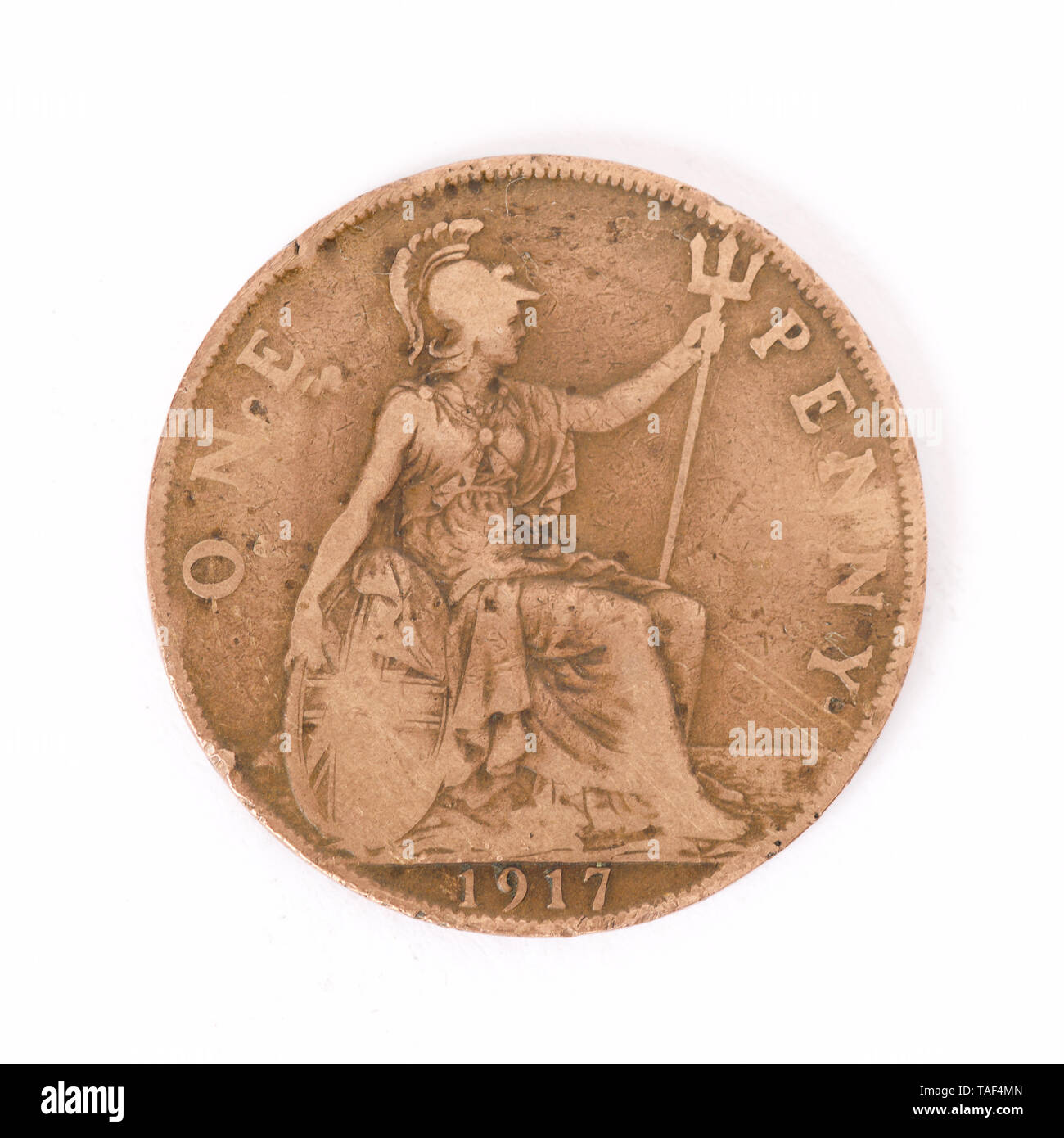 United Kingdom One Penny coin - 1917 Stock Photo - Alamy