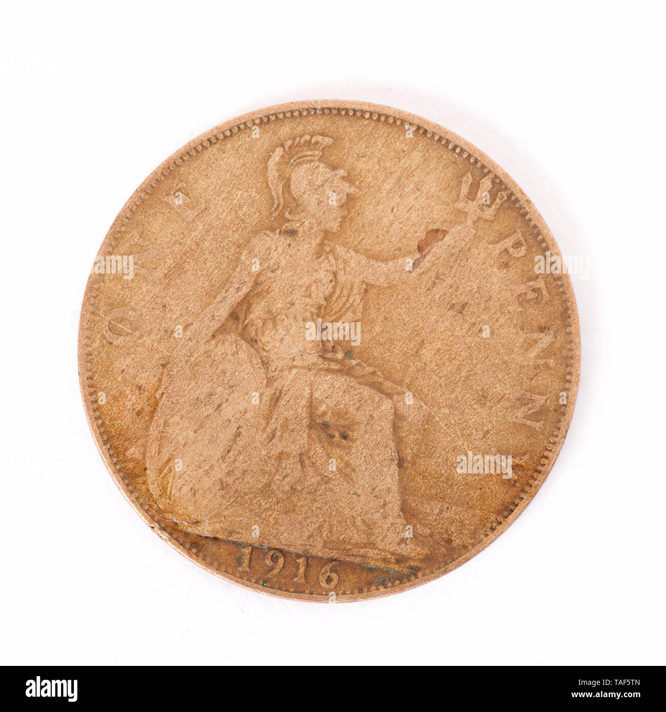 United Kingdom One Penny coin - 1916 Stock Photo - Alamy