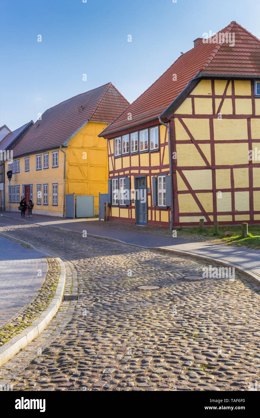 Colorful half timbered houses in Butzow, Germany Stock Photo - Alamy