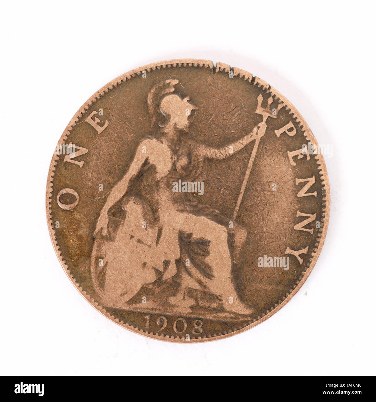 United Kingdom One Penny coin - 1908 Stock Photo - Alamy