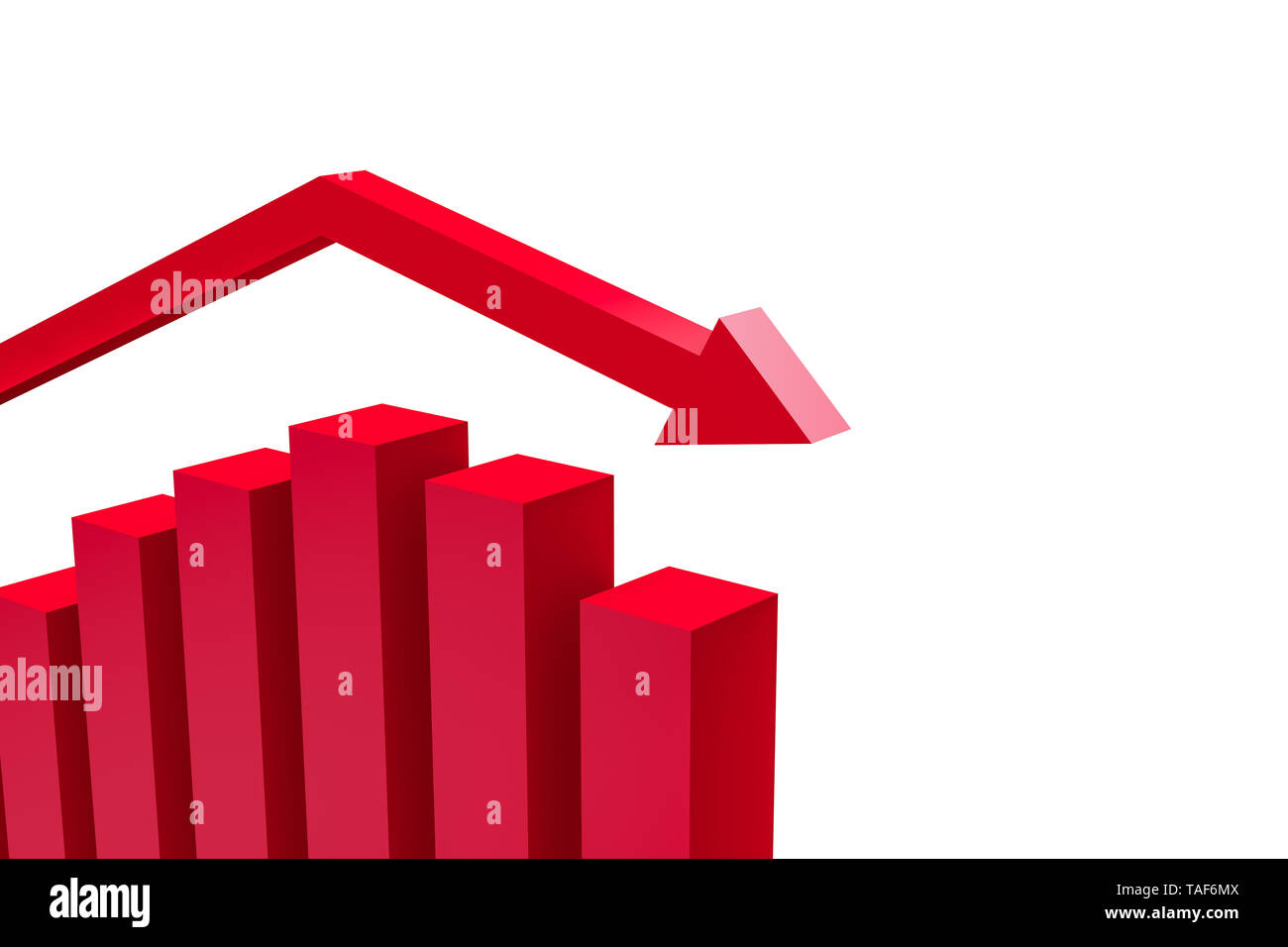 3d rendering, front view of business statistic increasing graph chart ...