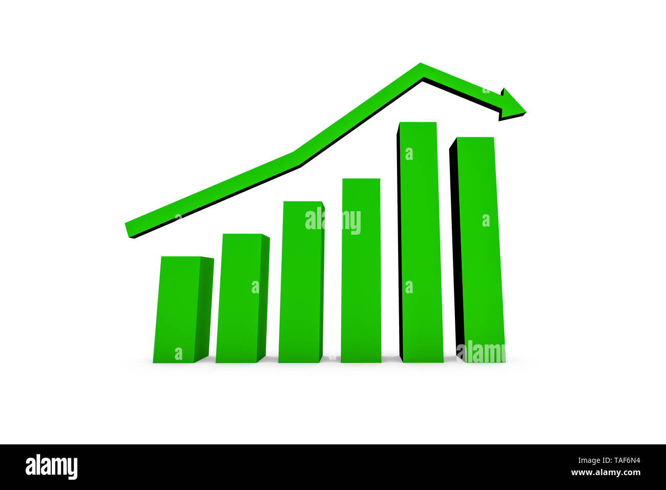 3d rendering, front view of business statistic increasing graph chart ...