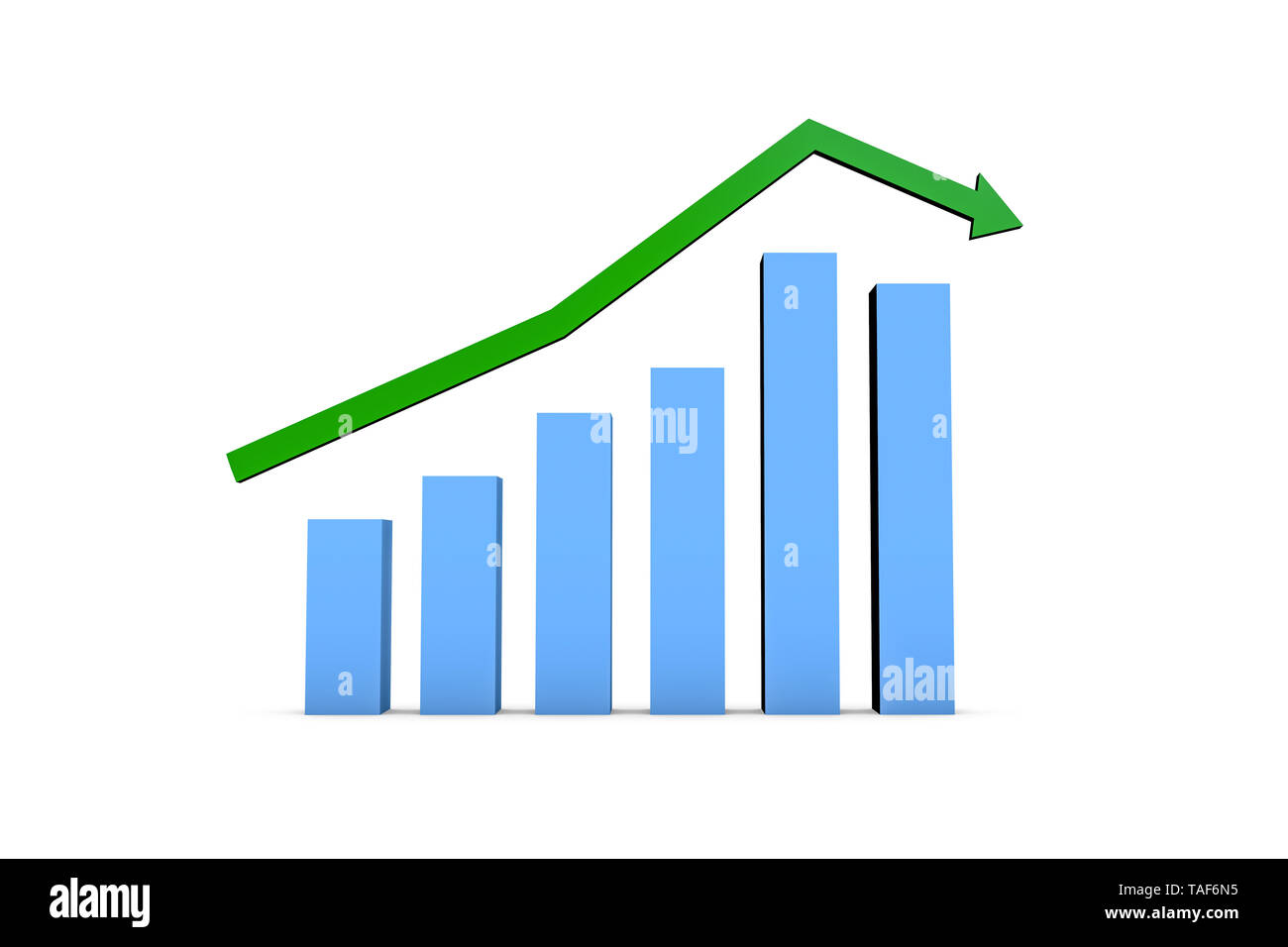 3d rendering, front view of business statistic increasing graph chart ...