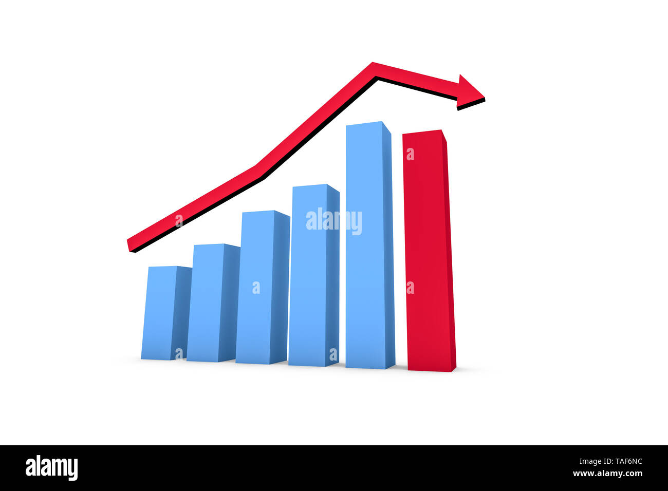3d rendering, front view of business statistic increasing graph chart ...