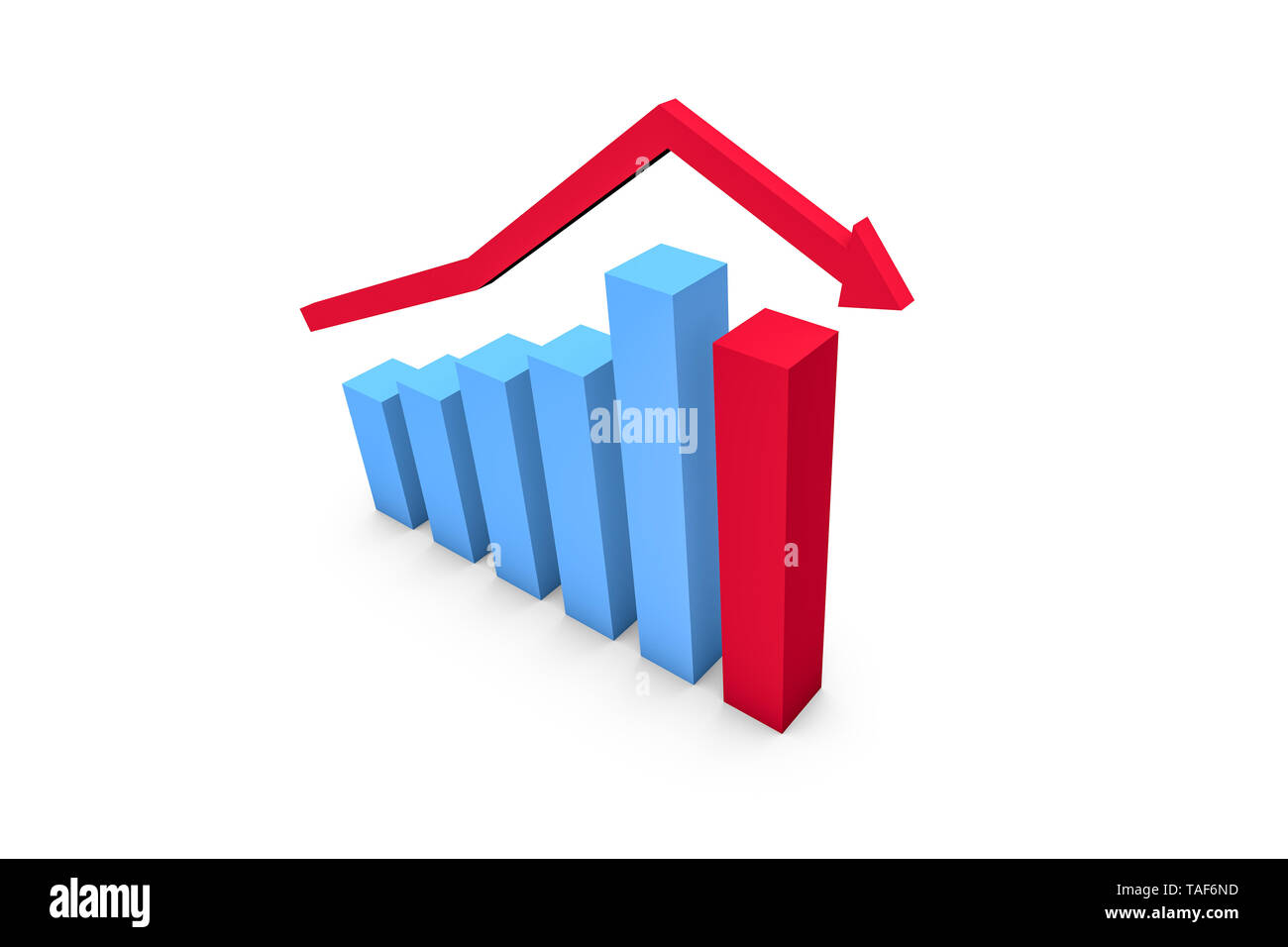 3d rendering, front view of business statistic increasing graph chart ...