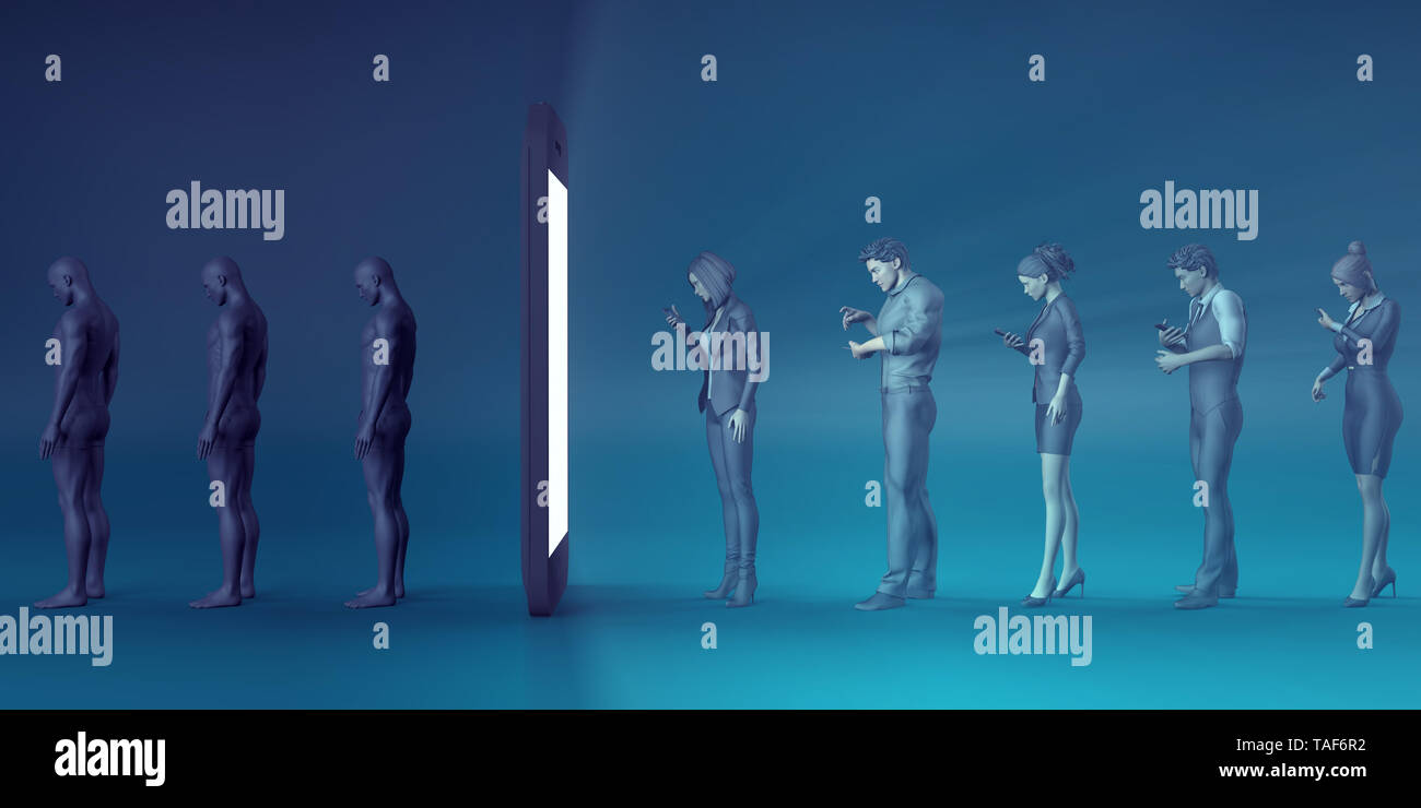 Cell Phone Addiction and Mental Health Risks Stock Photo - Alamy