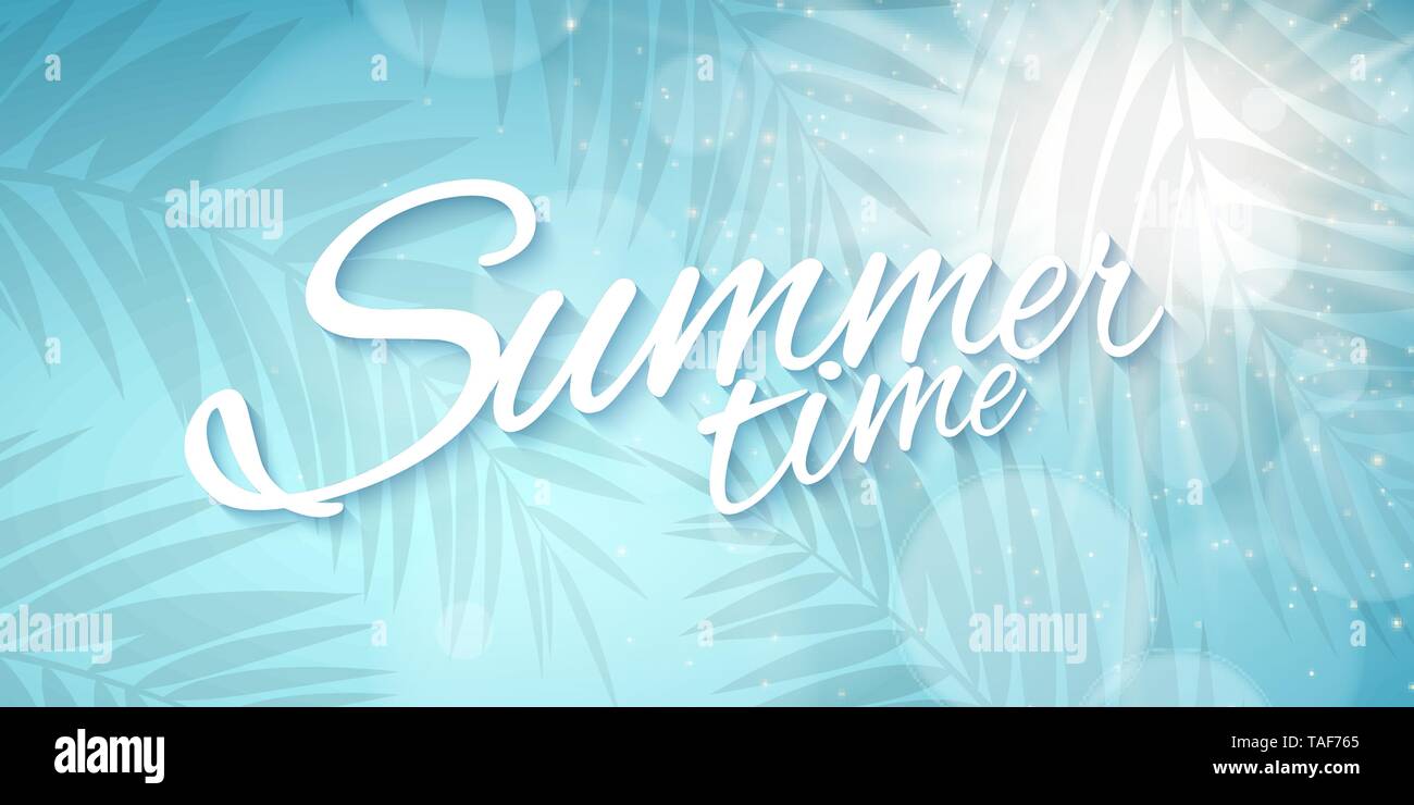 Summer time. Seasonal cover. Advertising web banner. Beautiful text ...