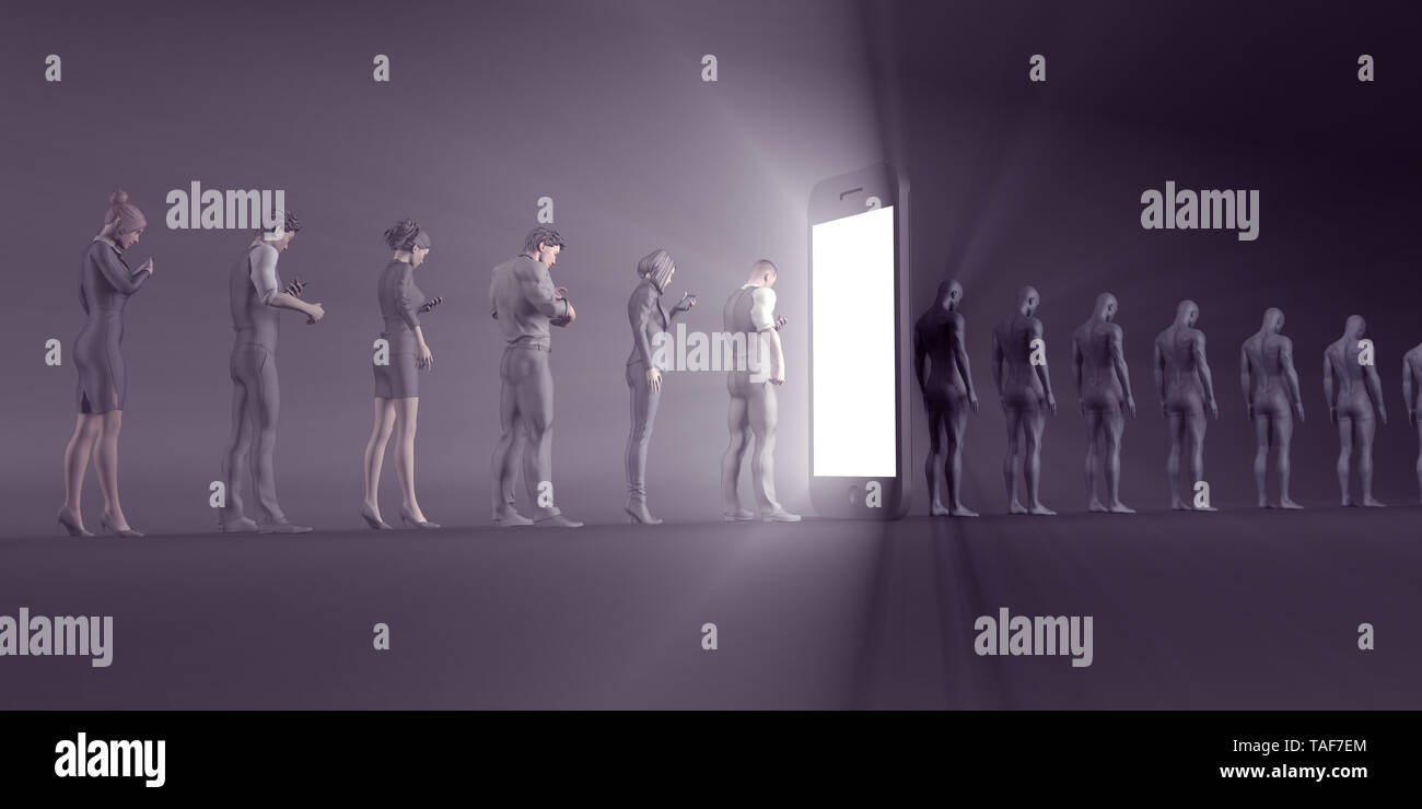 Technological Zombies with People Immersed in their Mobile Phones Stock ...