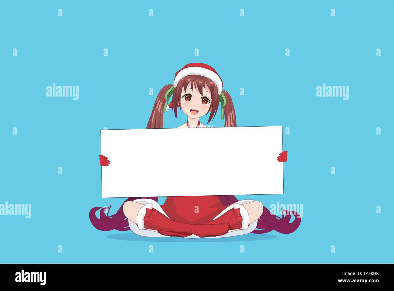 Anime Girl Holding A Blank Sign