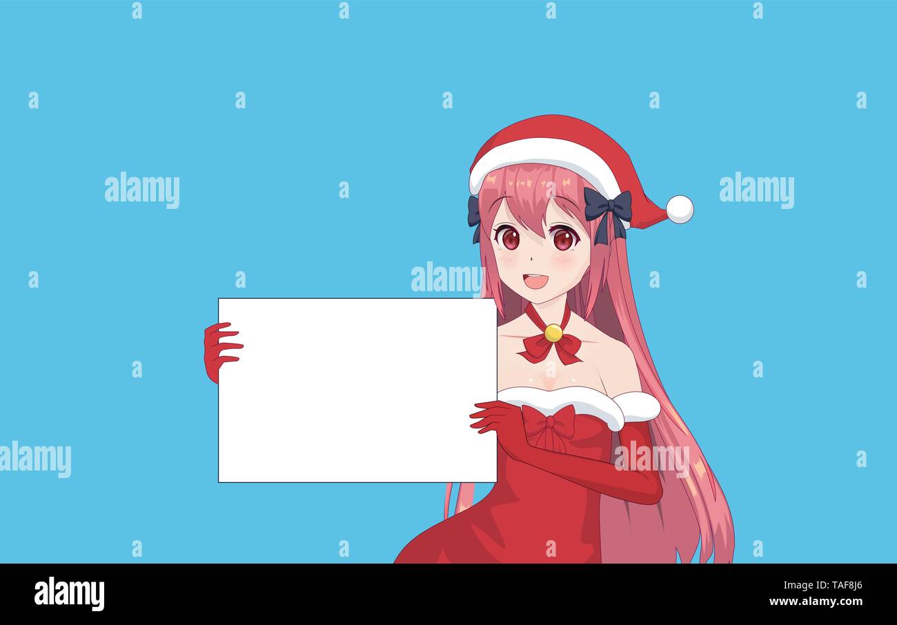 Anime Girl Holding A Blank Sign