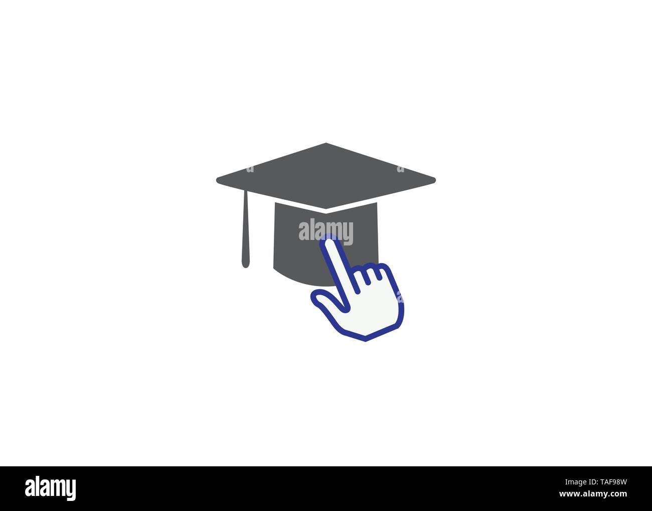 Creative Graduation Hat Hand Click Logo Design Vector Symbol ...