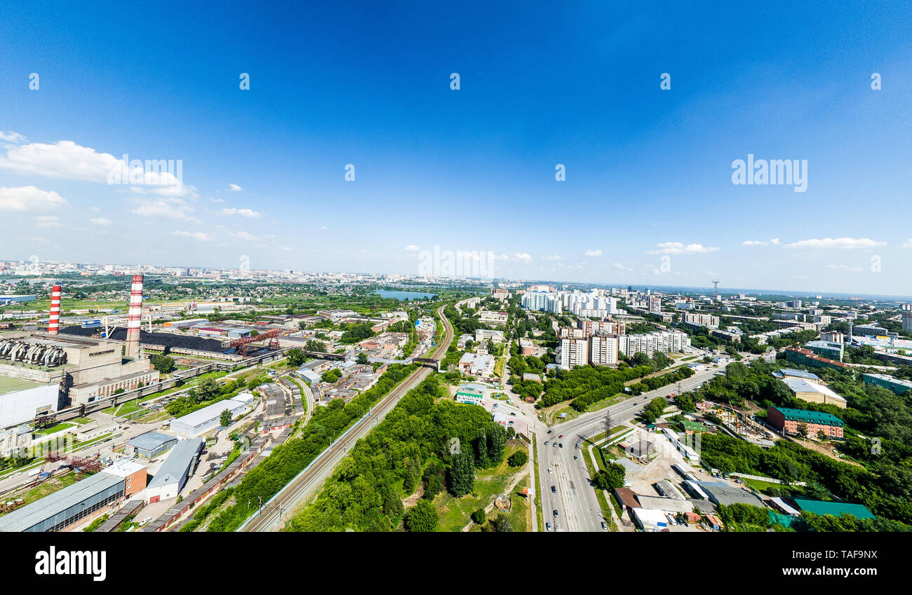 Aerial city view with roads, houses and buildings Stock Photo - Alamy
