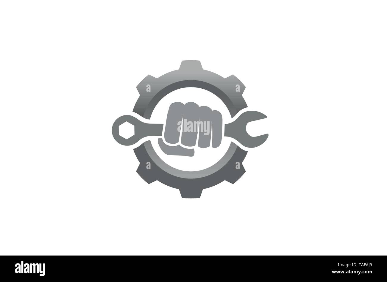 Creative Fist Mechanic Wrench Gear Logo Stock Vector Image & Art - Alamy