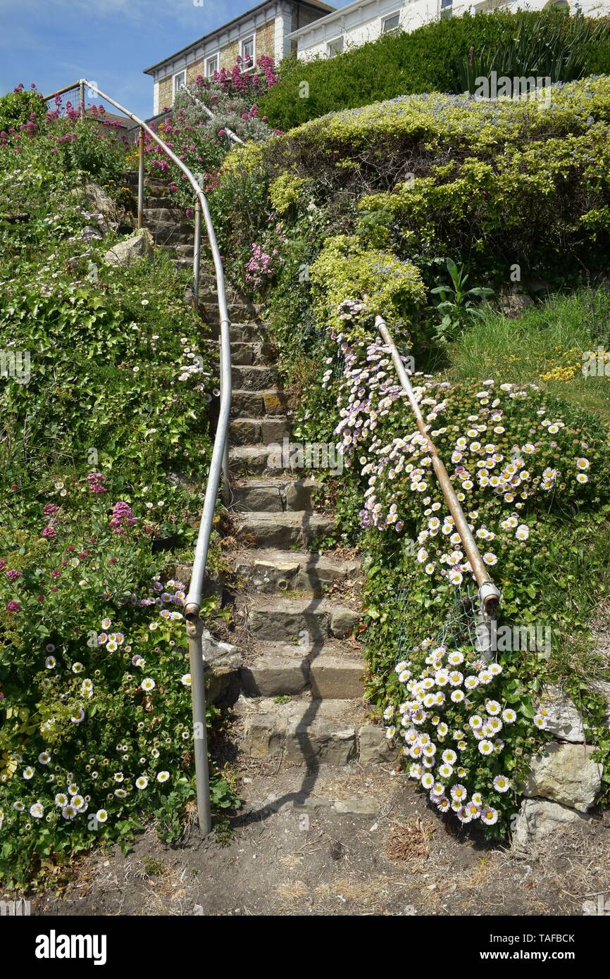 Staircase and gardens, Ventnor Esplanade, Isle of Wight, UK Stock Photo ...