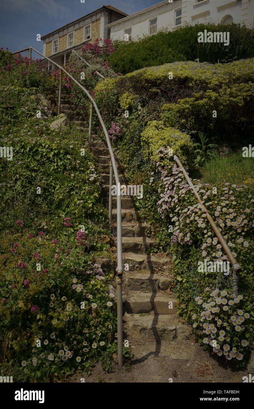 Staircase and gardens, Ventnor Esplanade, Isle of Wight, UK Stock Photo ...