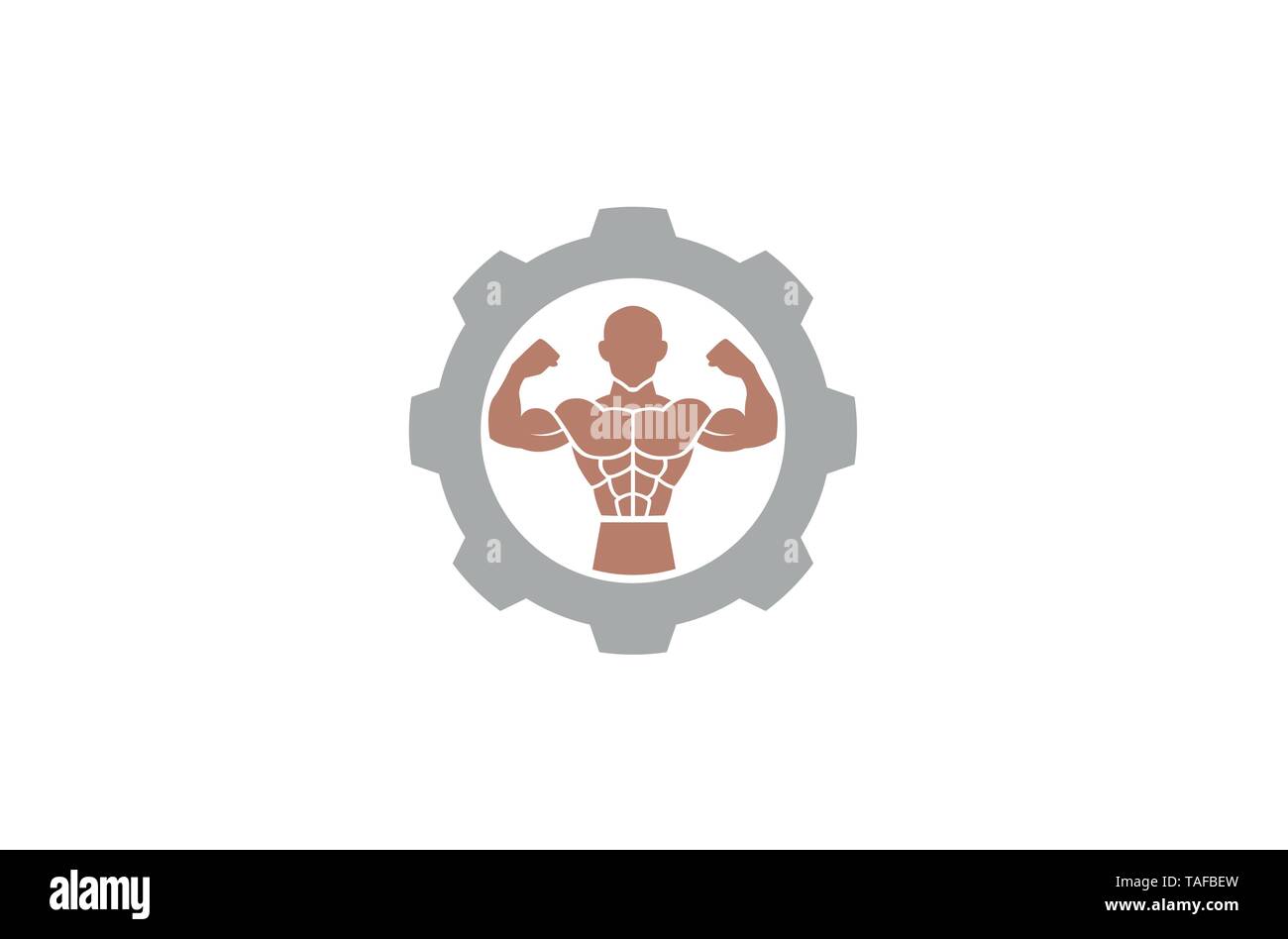 Creative Bodybuilder Muscle Gear Logo Design Illustration Stock Vector ...
