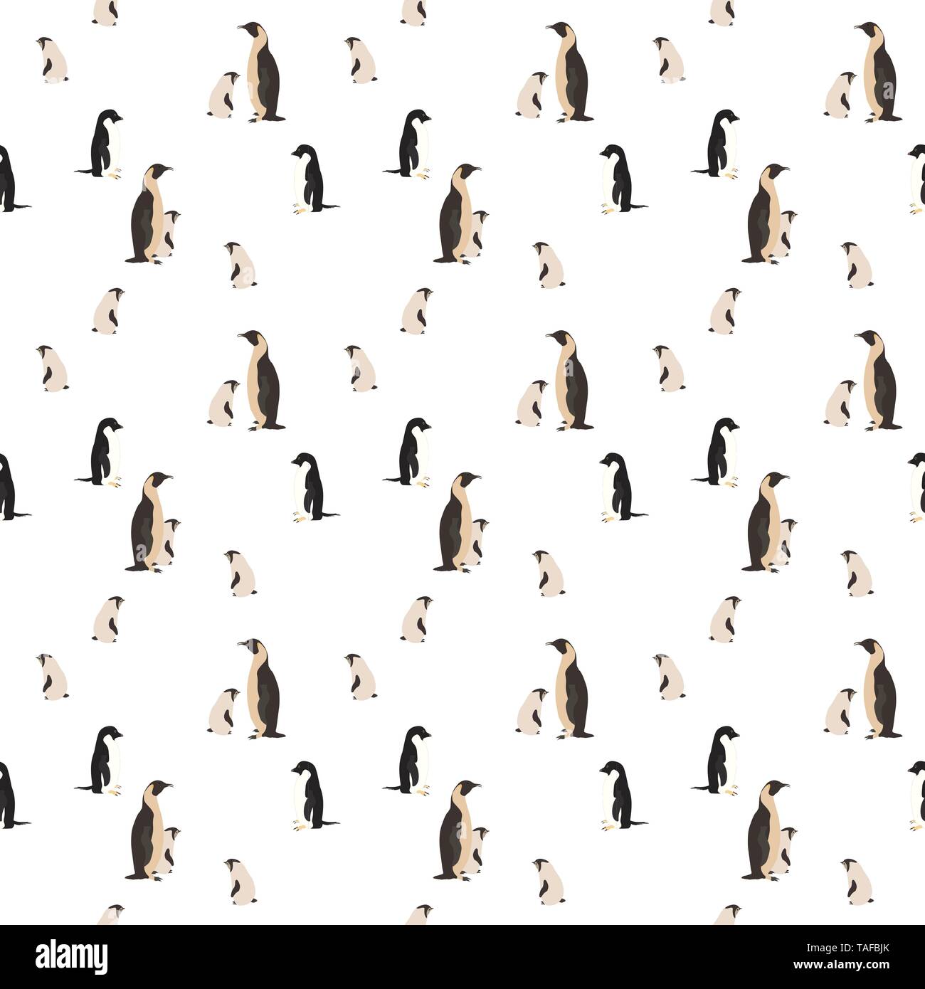Colorful cartoon penguins. Parents and children. Seamless pattern ...