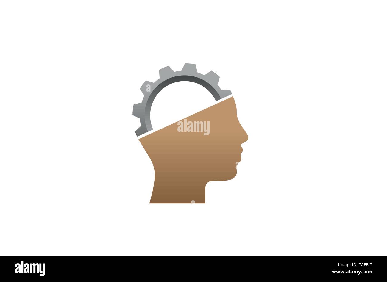 Creative Engineer Worker Gear head Brain Logo Vector Design Icon Symbol ...