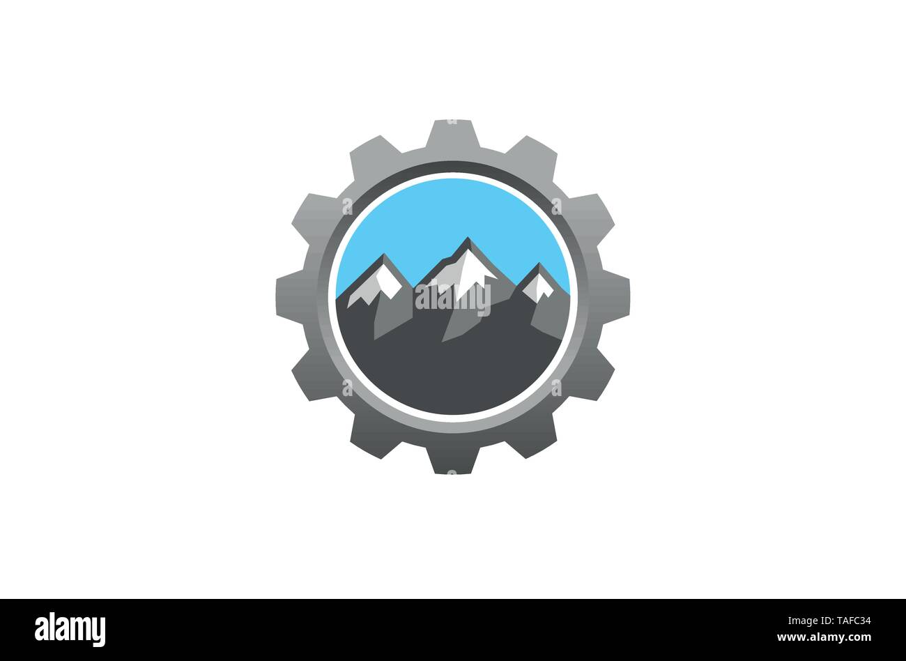 Creative Mountain Gear Logo Design Illustration Stock Vector Image ...