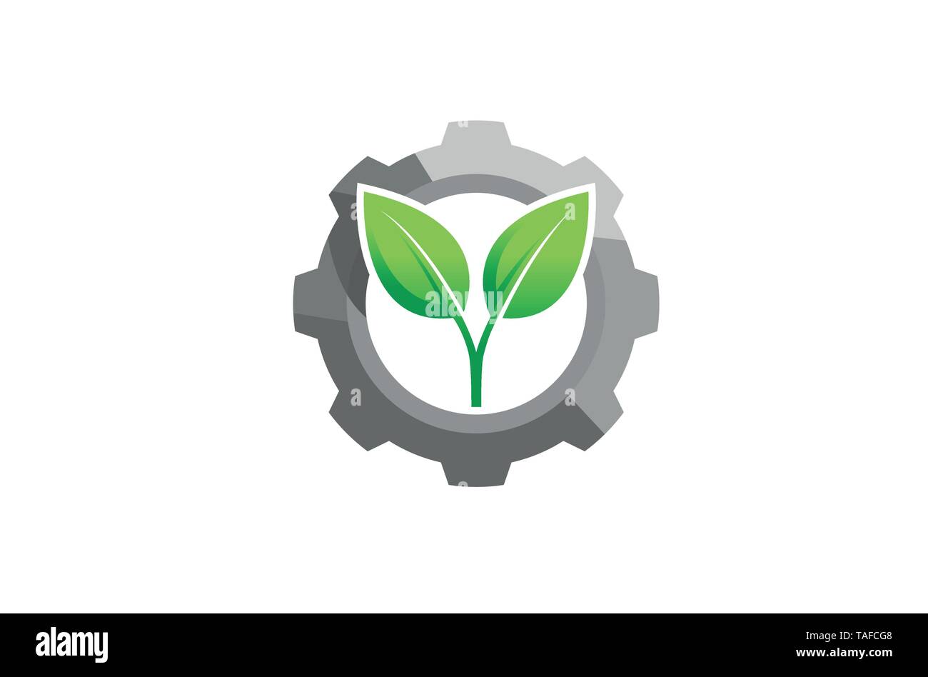 Creative Gear Leaf Agricultural technology Logo Design Illustration ...