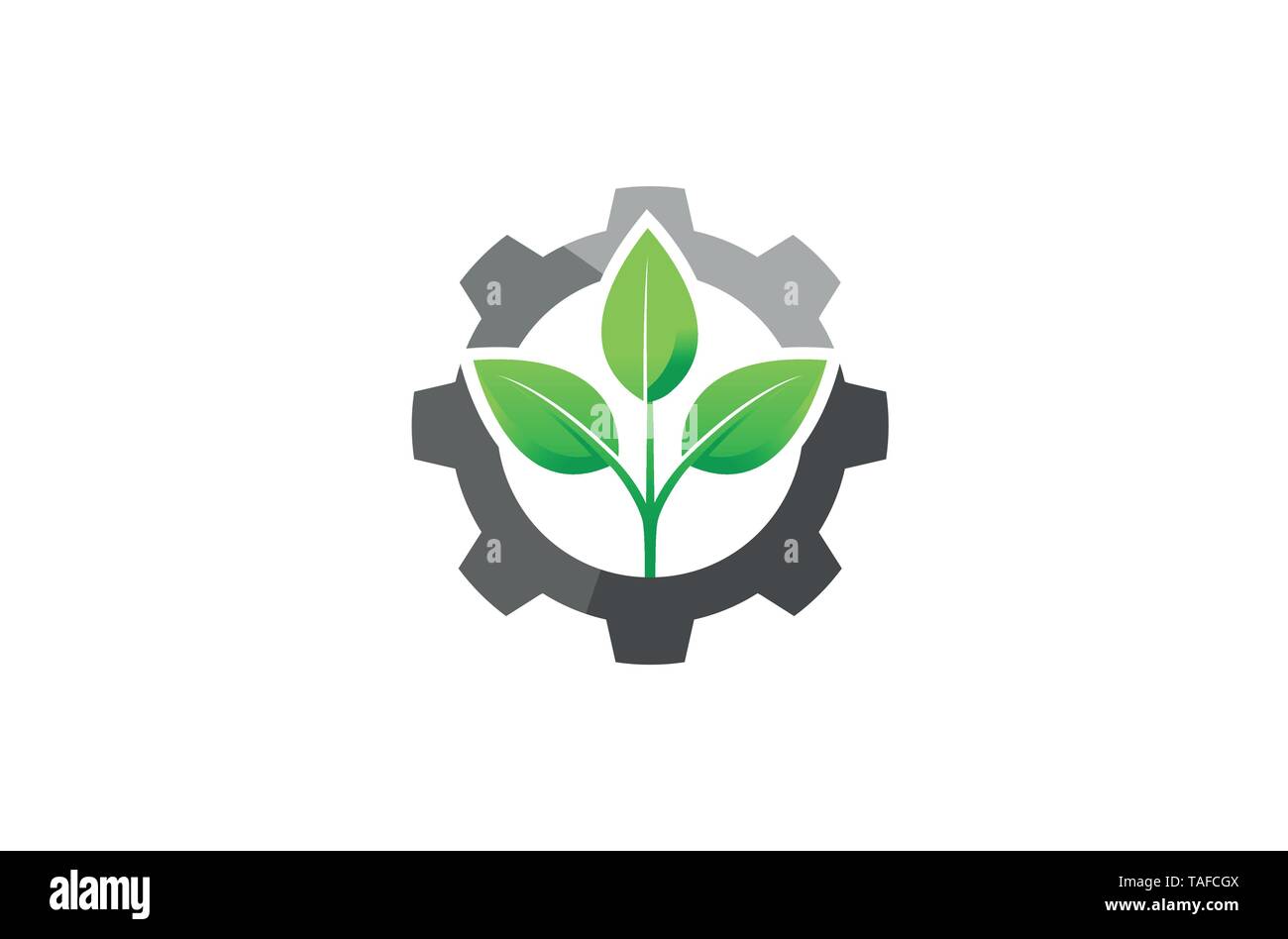 Creative Gear Leaf Agricultural technology Logo Design Illustration ...