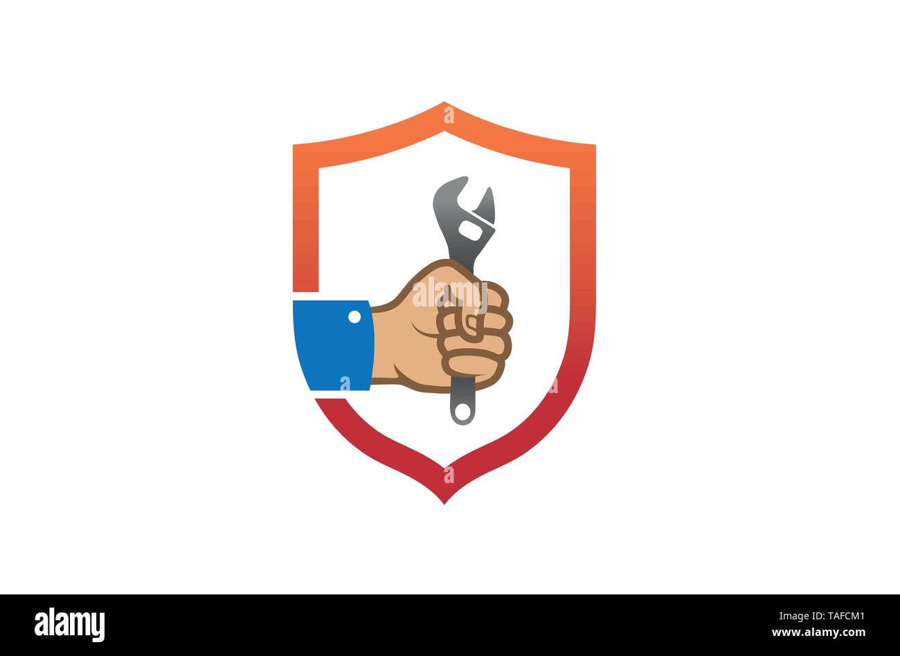 Creative Shield Service Wrench Hand Logo Design Vector Illustration ...
