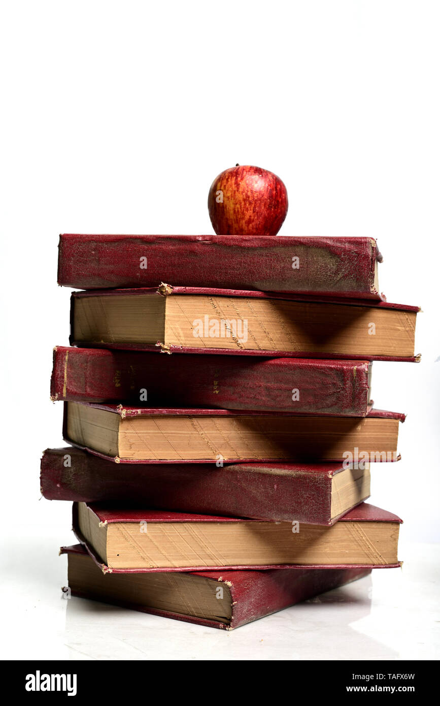 Stack of antique old books are isolated on white background Stock Photo ...