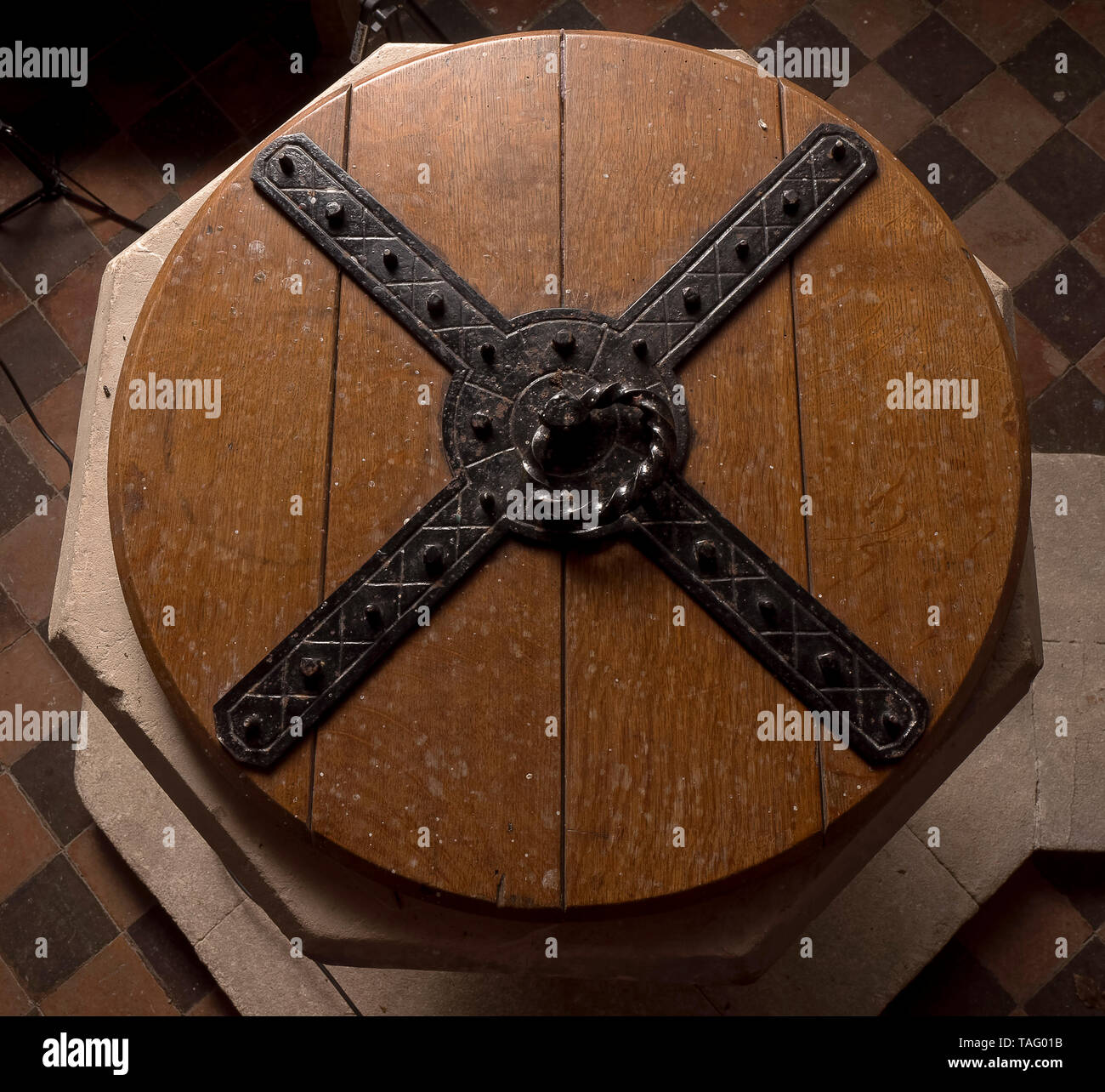 Font cover, Tubney Church, Oxfordshire, UK Stock Photo - Alamy