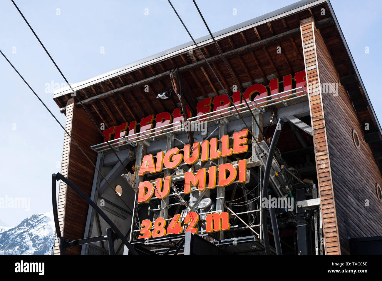 Cableway of the Aiguille du Midi. Departure from Chamonix Mont-Blanc ...