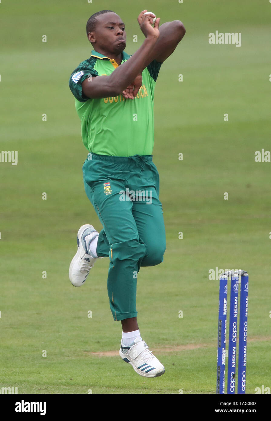 South Africa's KG Rabada bowls during the ICC Cricket World Cup Warm up ...