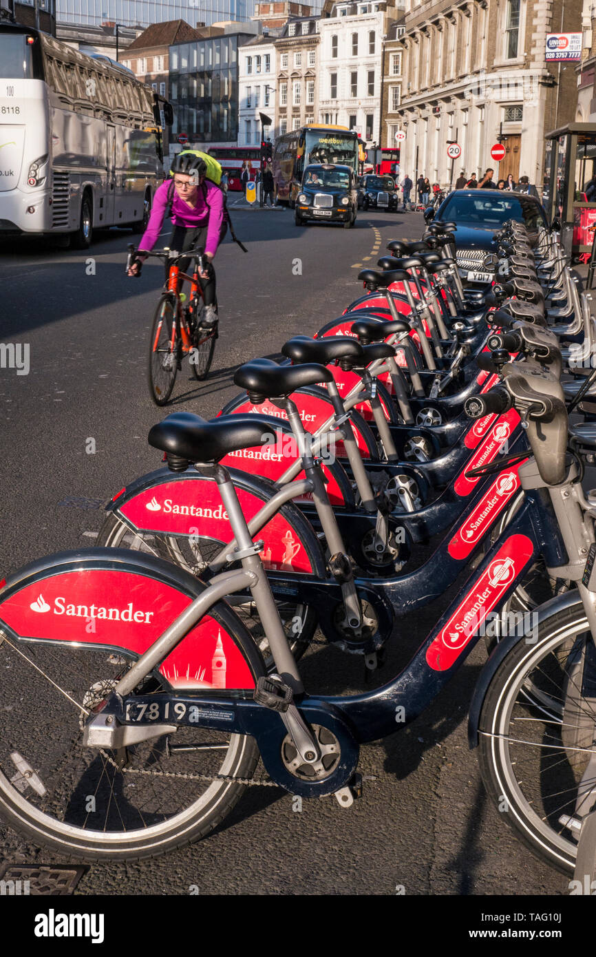 Red rental hire bikes southwark street london hi-res stock photography ...