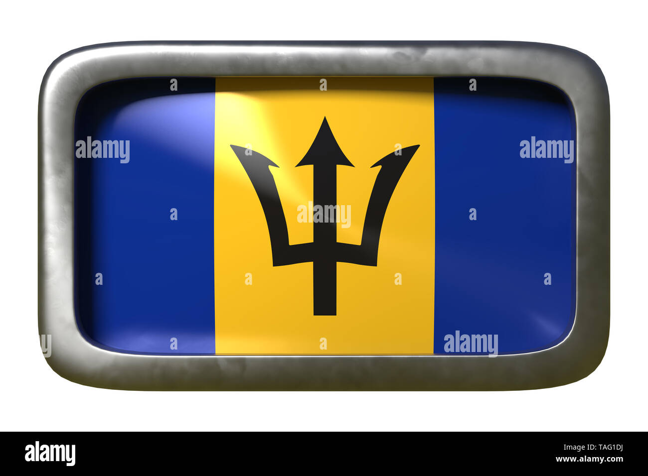 3d rendering of a Barbados flag on a rusty sign isolated on white ...