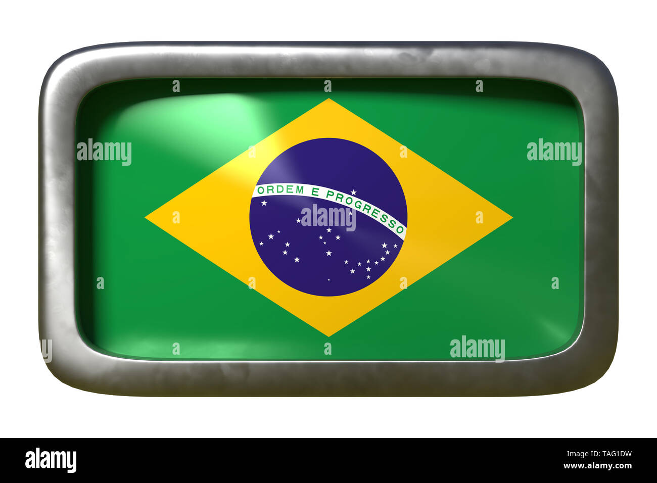 3d rendering of a Brazil flag on a rusty sign isolated on white ...