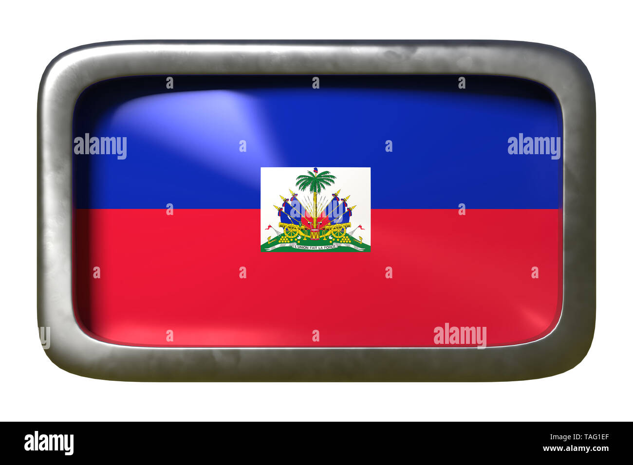 3d rendering of a Haiti flag on a rusty sign isolated on white ...