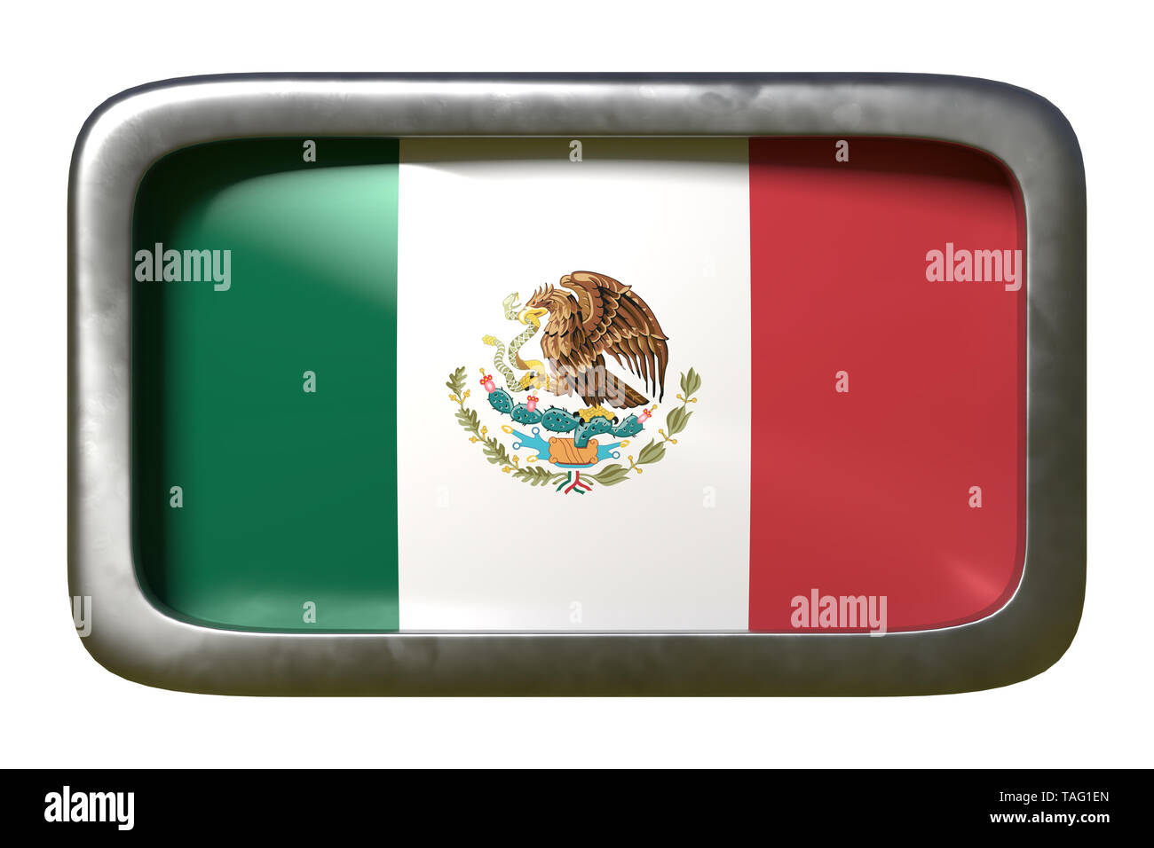 3d rendering of a Mexico flag on a rusty sign isolated on white ...