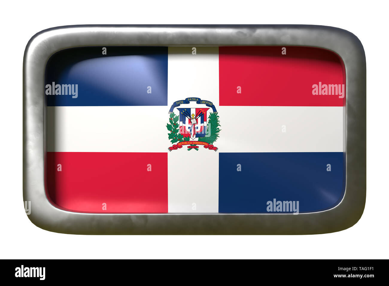 3d rendering of a Dominican Republic flag on a rusty sign isolated on ...