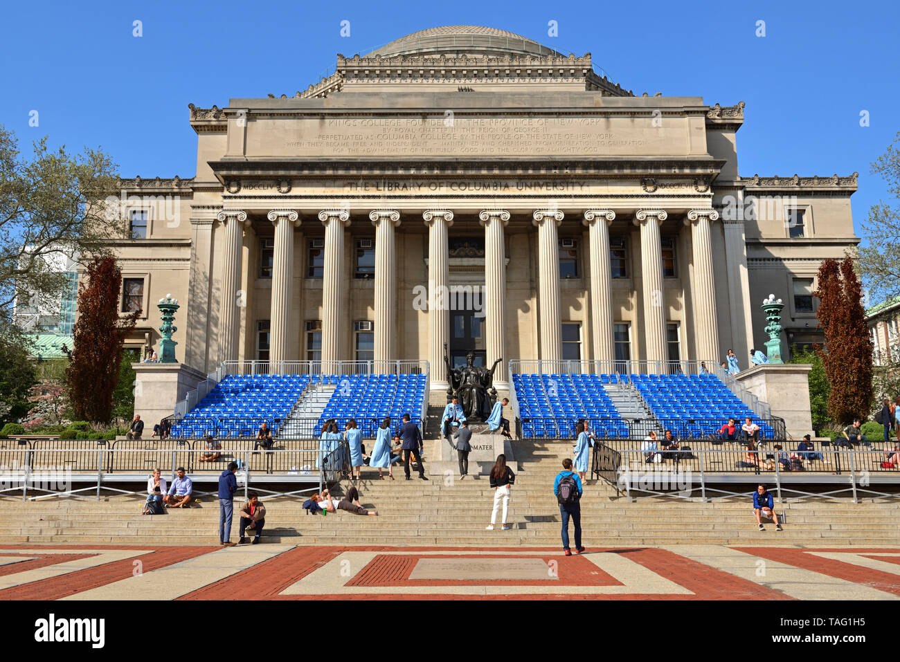 Alma Mater, bronze sculpture which located on steps leading to Low ...