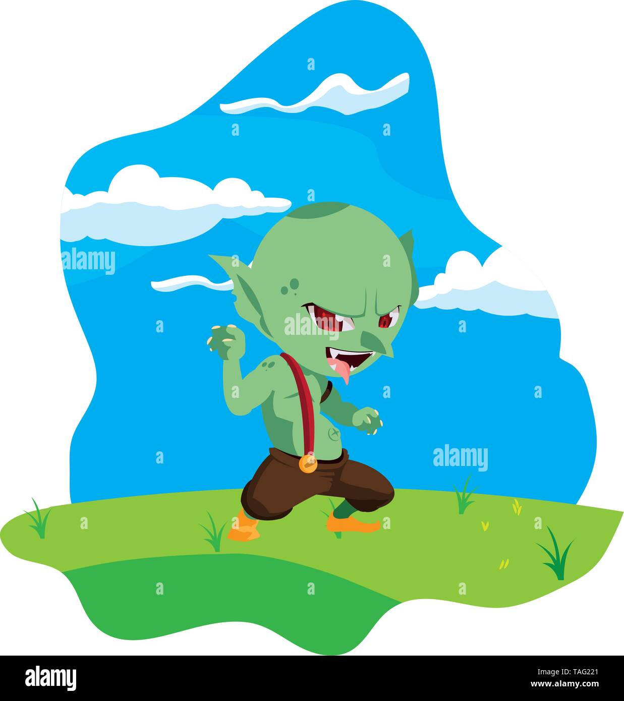 ugly troll in the camp magic character vector illustration design Stock ...