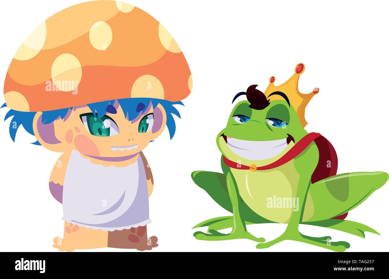 toad prince and fungu elf fairytale character vector illustration ...