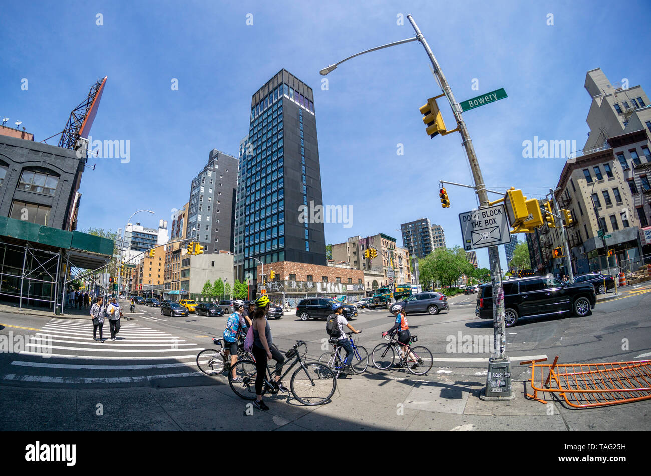 The corner of the Bowery Delancey Street in the Lower East Side in New ...