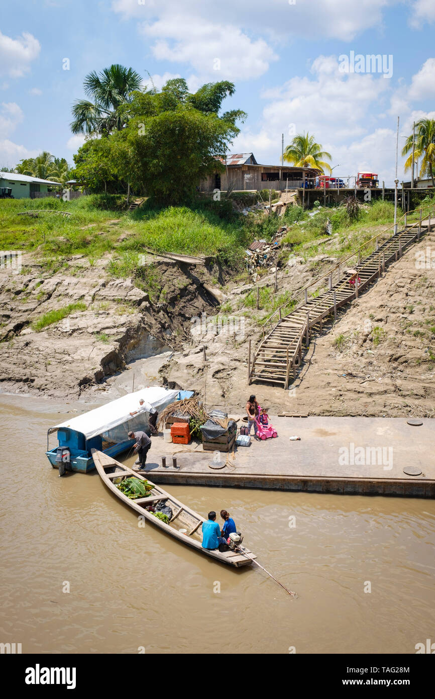 Port of Jenaro Herrera community on the Ucayali River on the route ...