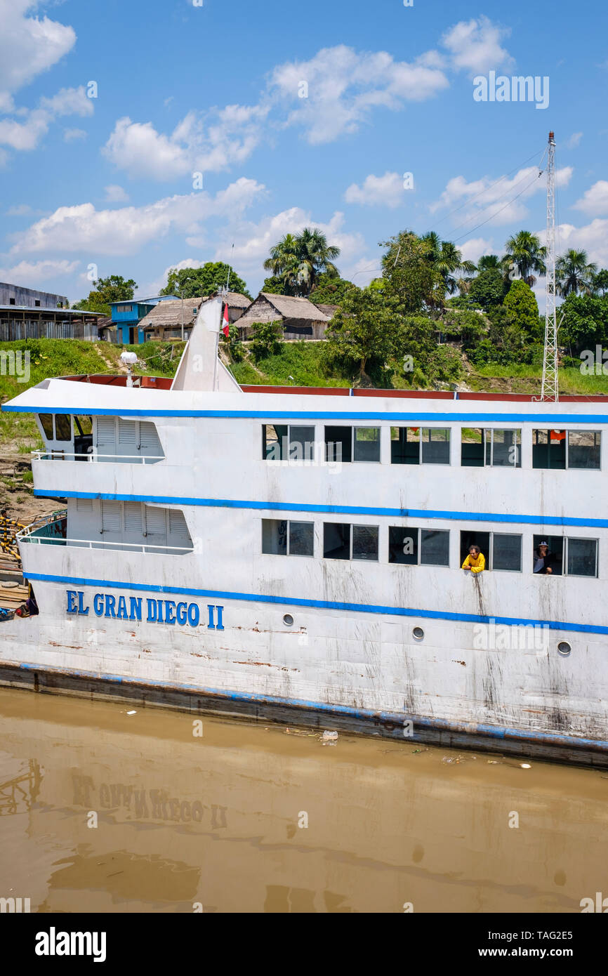 Ferry Gran Diego II that covers the route Iquitos-Pucallpa at port of ...