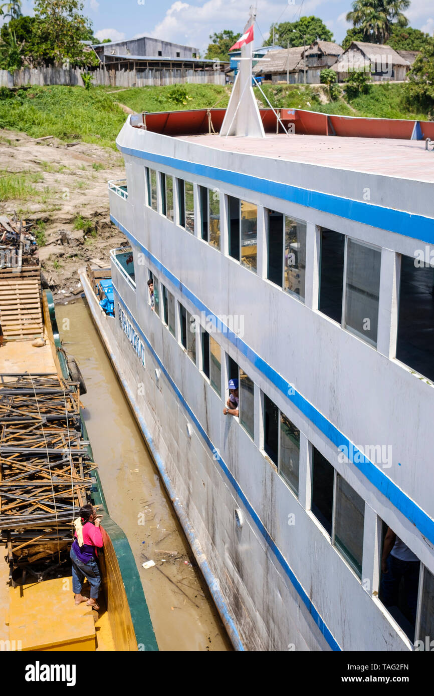 Ferry Gran Diego II that covers the route Iquitos-Pucallpa at port of ...