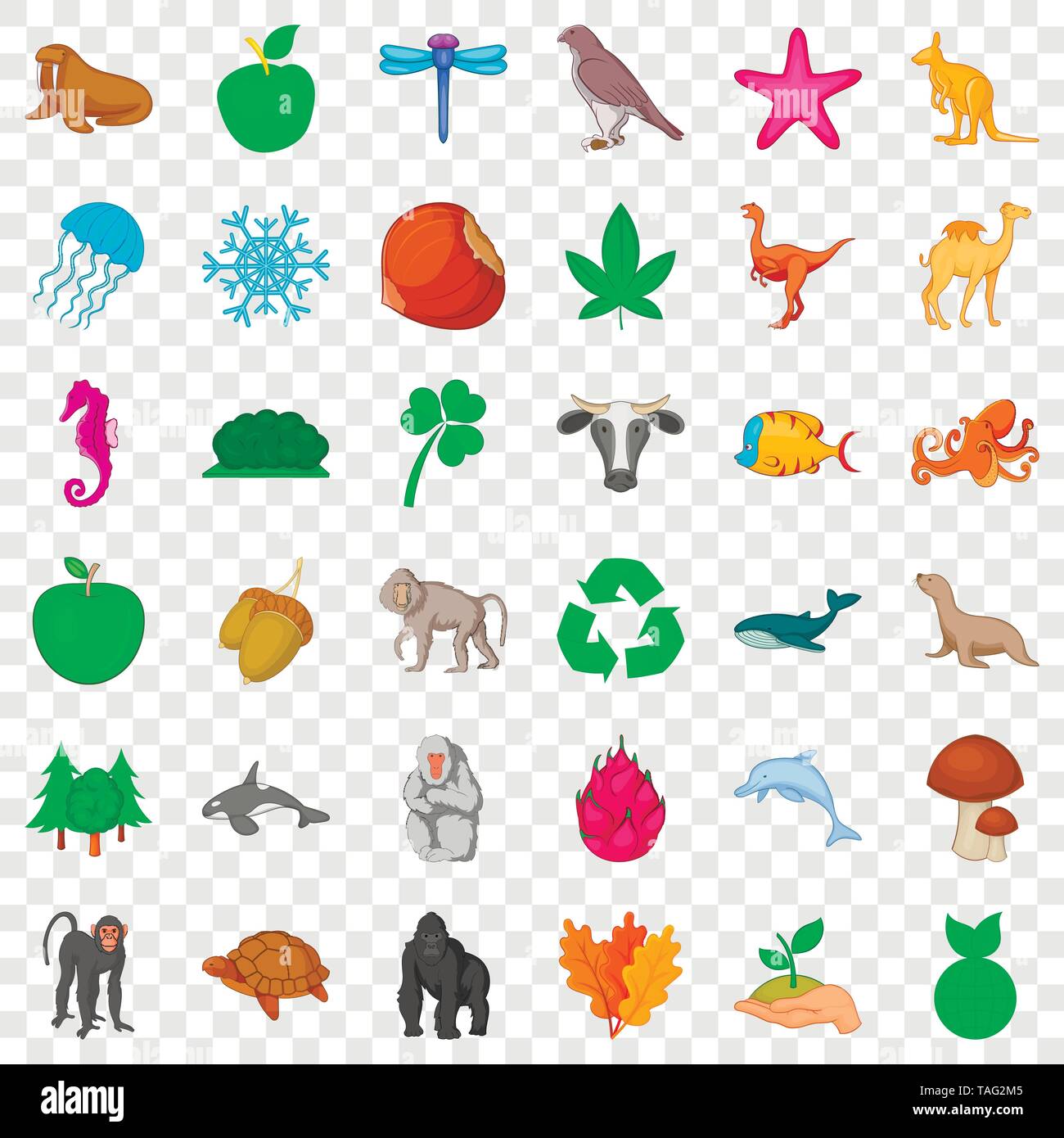 Green plant icons set, cartoon style Stock Vector Image & Art - Alamy