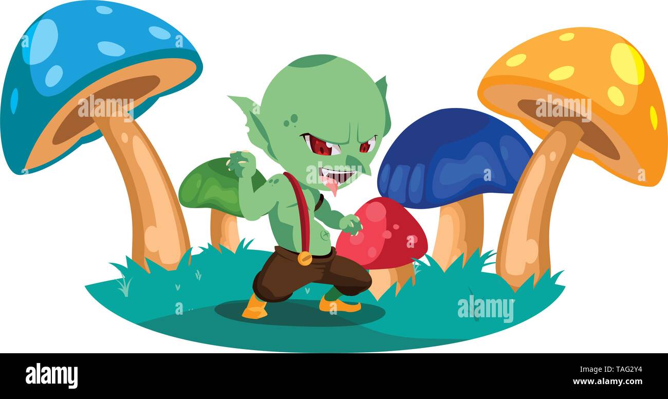 ugly troll in the camp magic character vector illustration design Stock ...