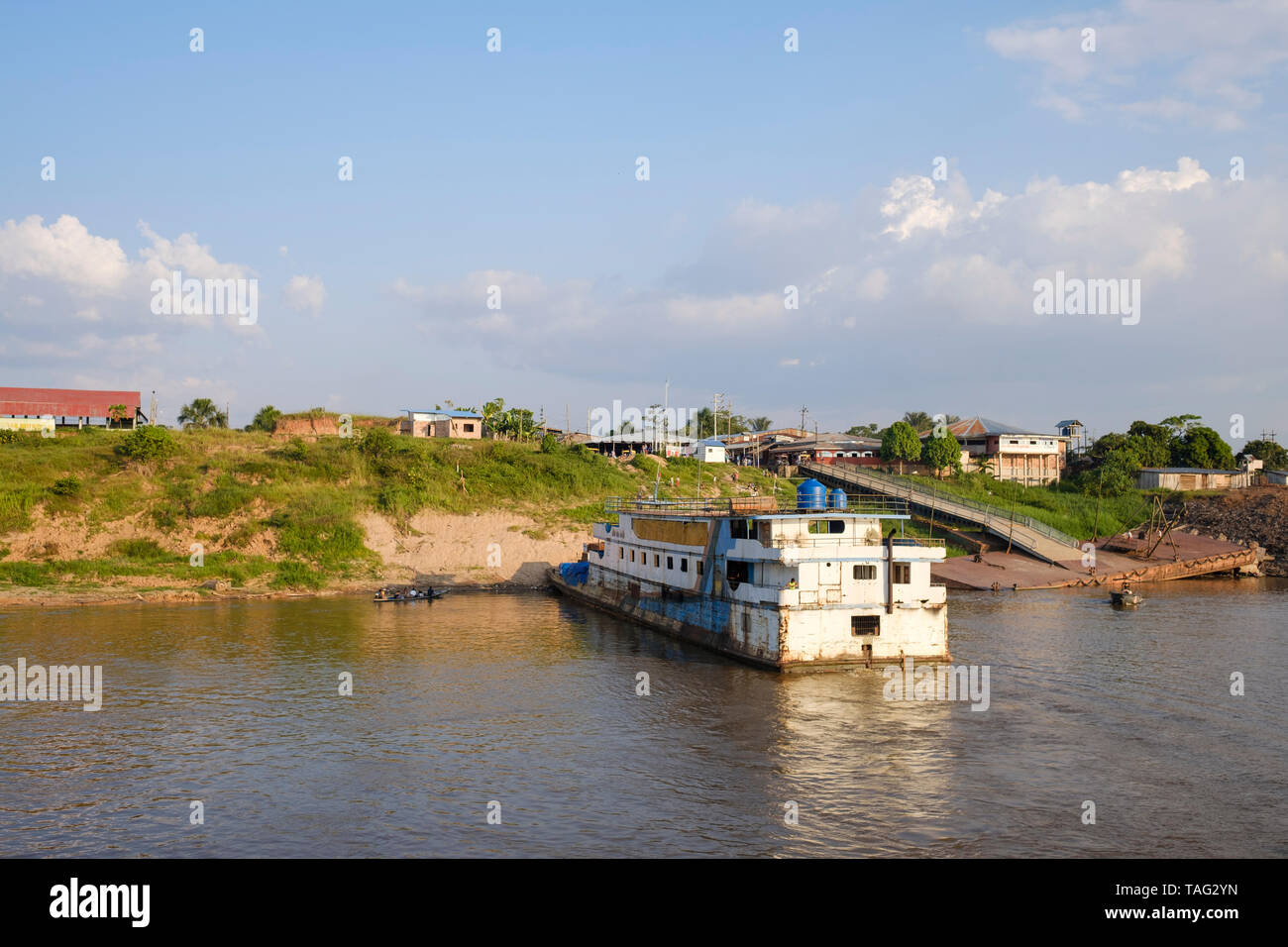 Ferry Men del Norte that covers the route Iquitos-Pucallpa docked on ...